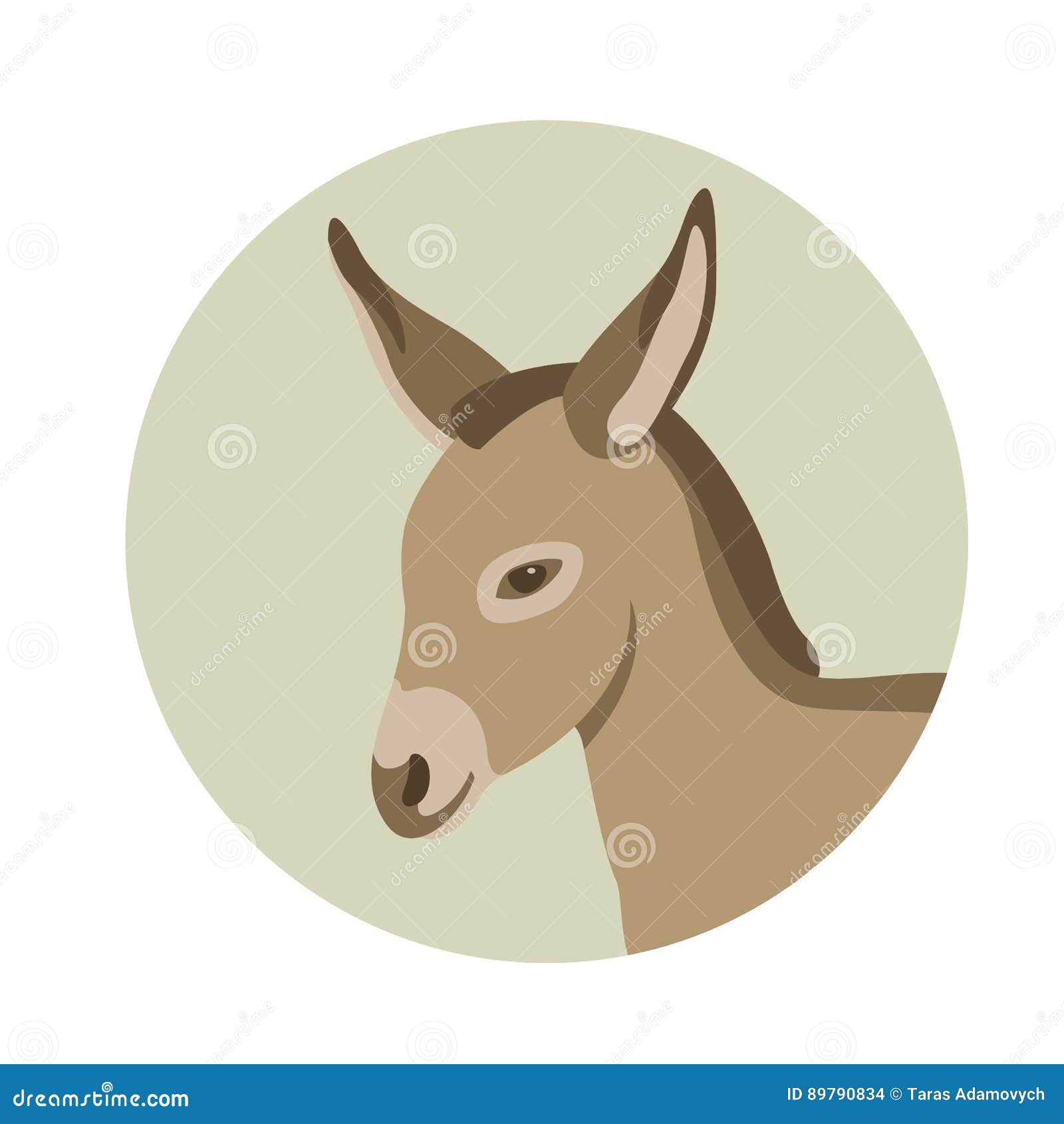 Donkey Young Head Face Vector Illustration Stock Vector - Illustration ...