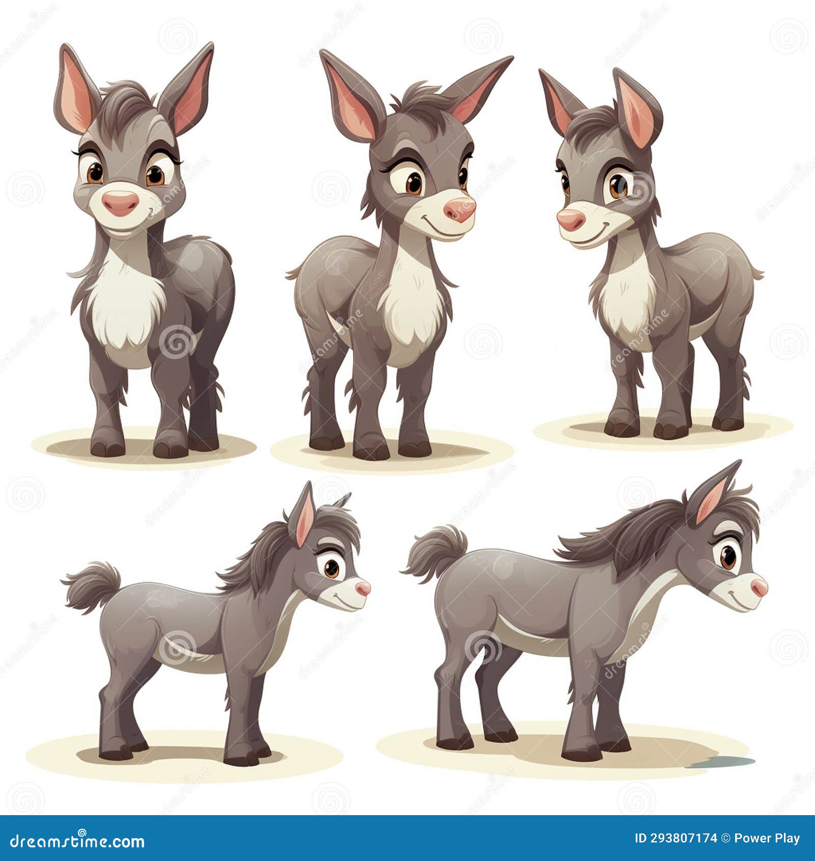 Donkeys Set. Cartoon Illustration of Donkeys Vector Set for Web Design ...
