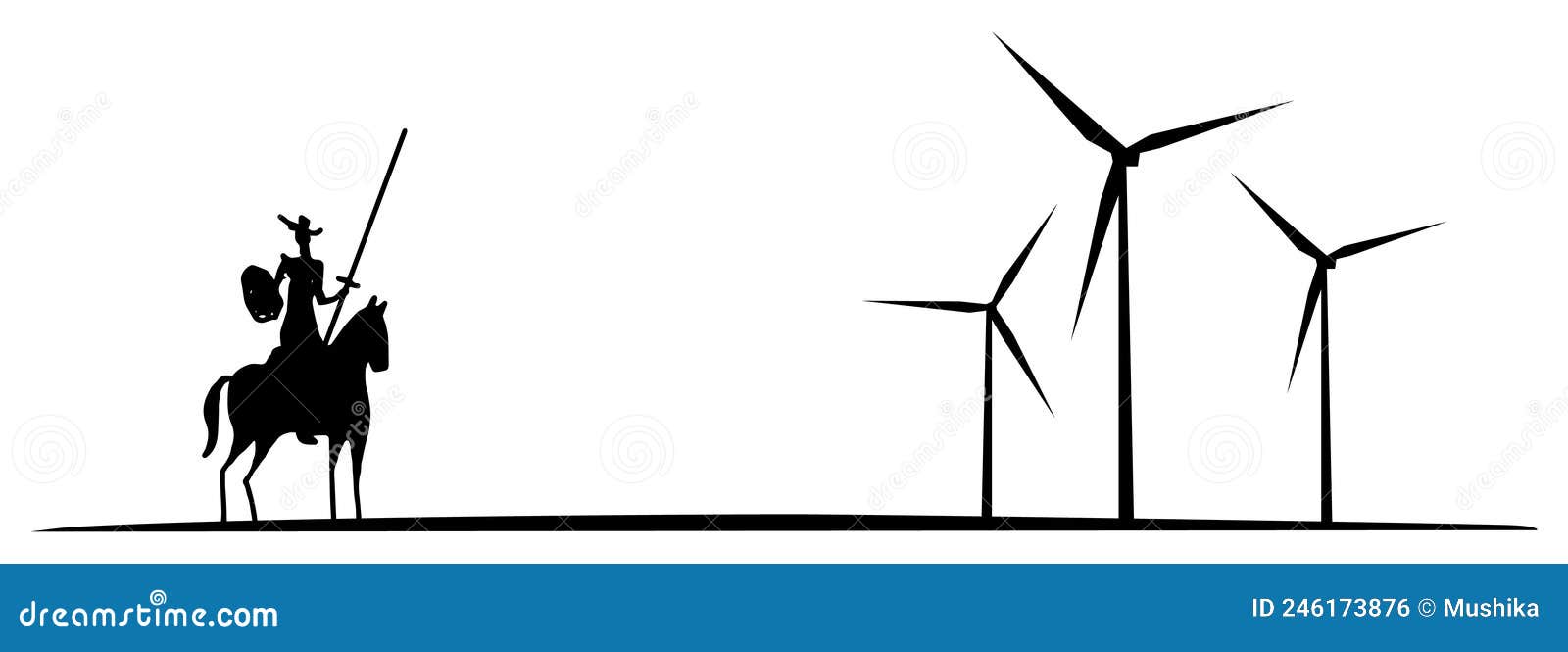 Don Quixote Windmills In Consuegra Spain Sketch Hand Drawn Graphics ...