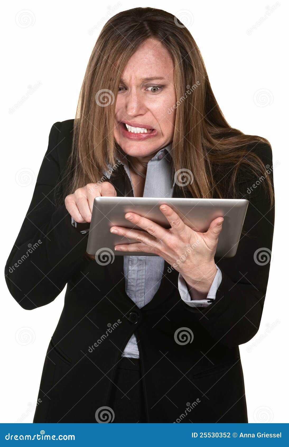 Donna Ansiosa Con Il Ridurre in Pani Fotografia Stock - Immagine di ...