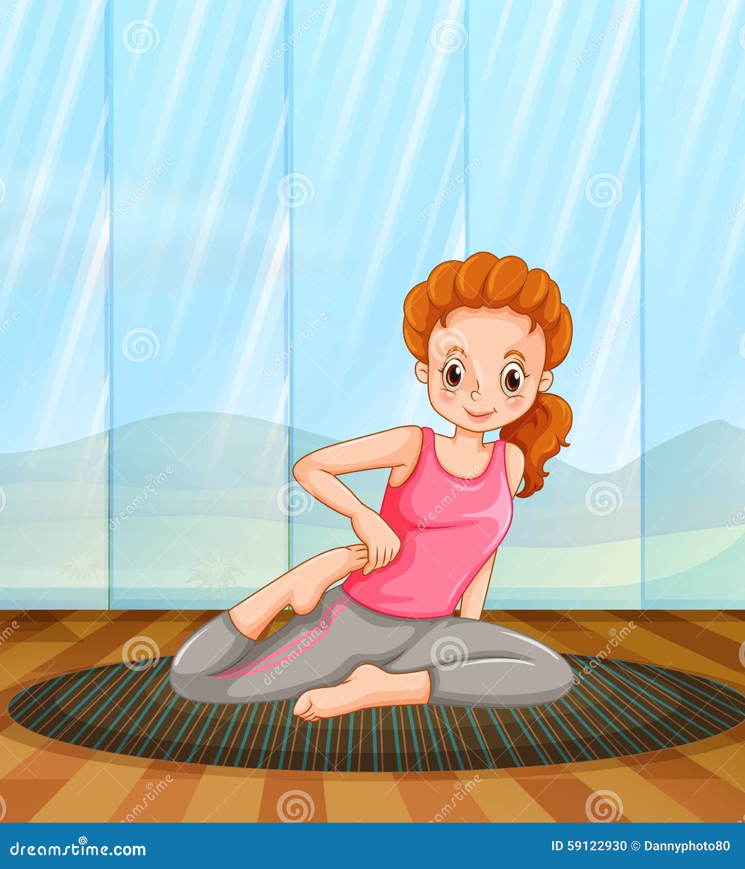 Donna Che Fa Yoga Nella Stanza Illustrazione Vettoriale - Illustrazione ...