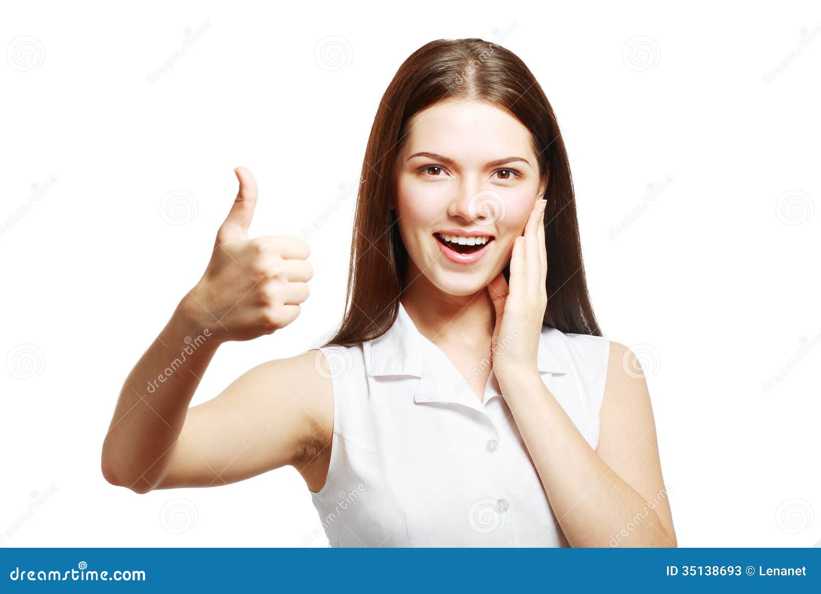 Donna Che Mostra Pollice Su Immagine Stock - Immagine di mano, freddo ...