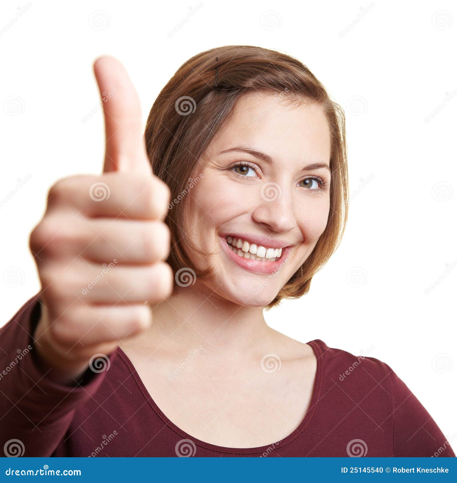 Donna Che Tiene Un Pollice in Su Fotografia Stock - Immagine di ...