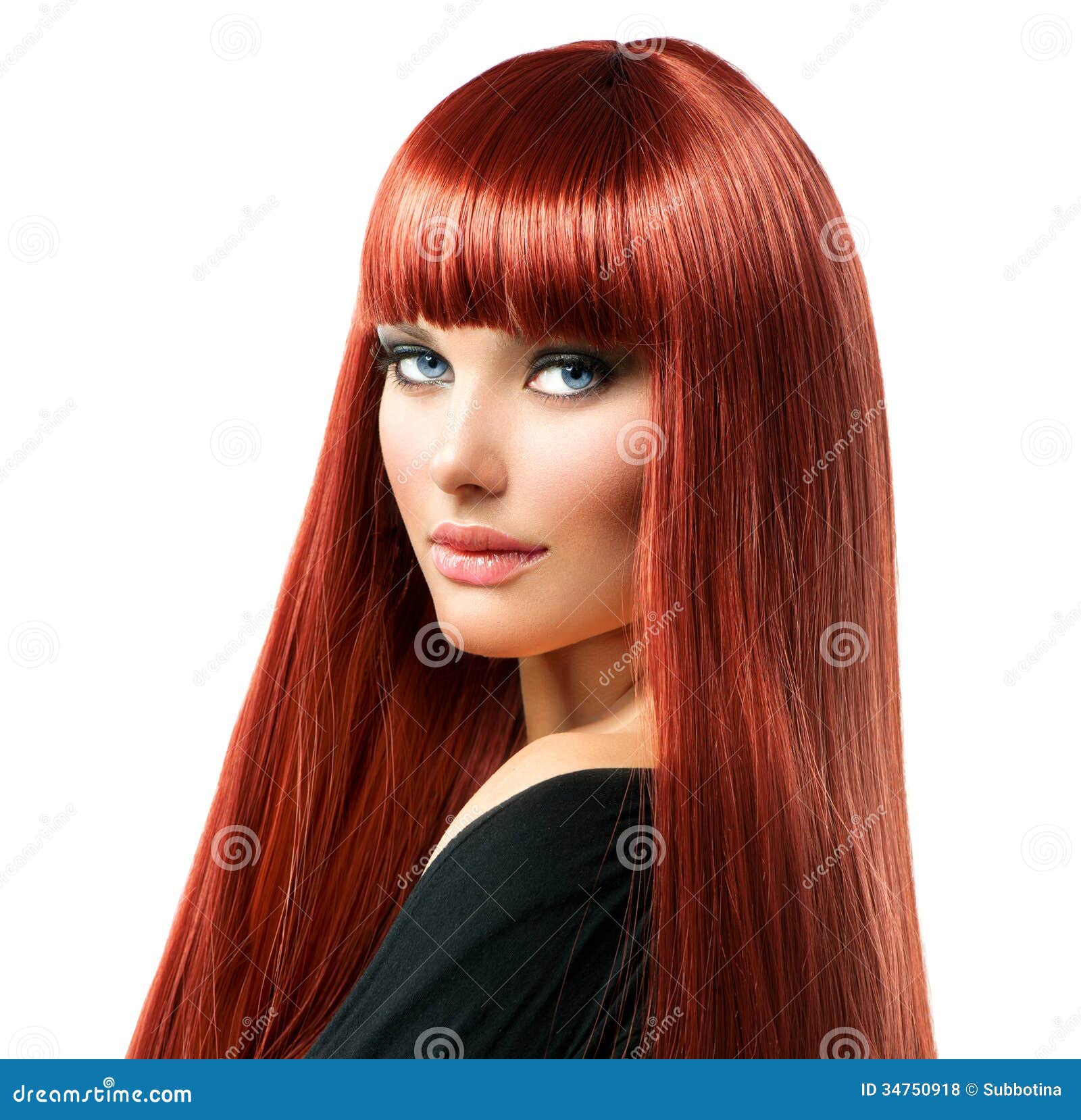 Donna Con Capelli Rossi Lunghi Fotografia Stock - Immagine di sano ...