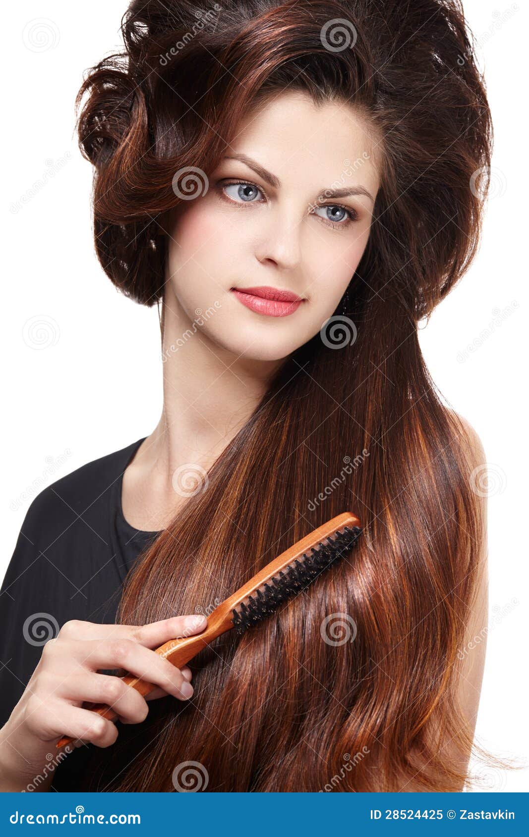 Donna Con I Capelli Marroni Lunghi Immagine Stock - Immagine di ragazza ...