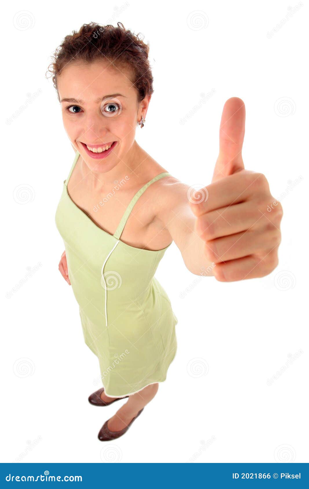 Donna con il pollice in su fotografia stock. Immagine di allegro - 2021866
