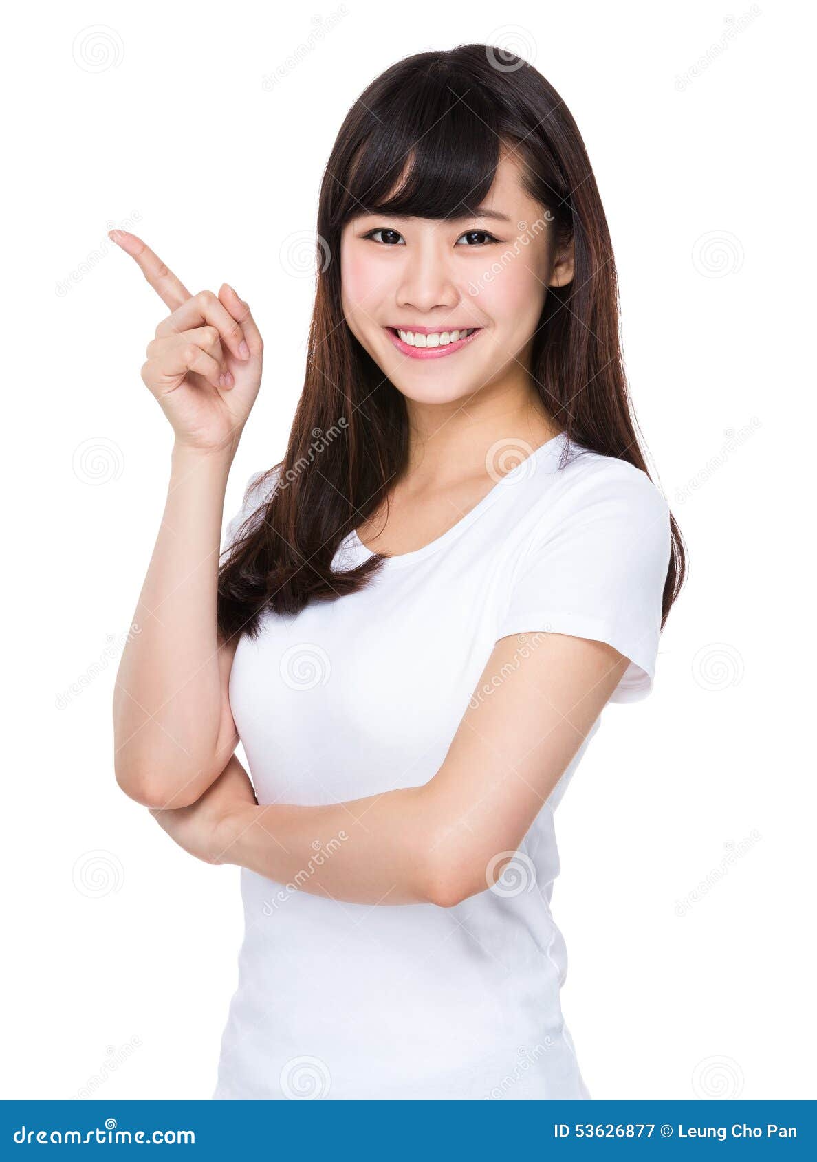 Donna Con Il Punto Del Dito Su Immagine Stock - Immagine di isolato ...