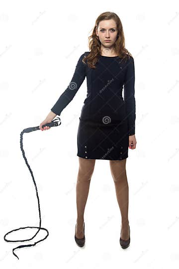 Donna con la frusta immagine stock. Immagine di biondo - 64165235