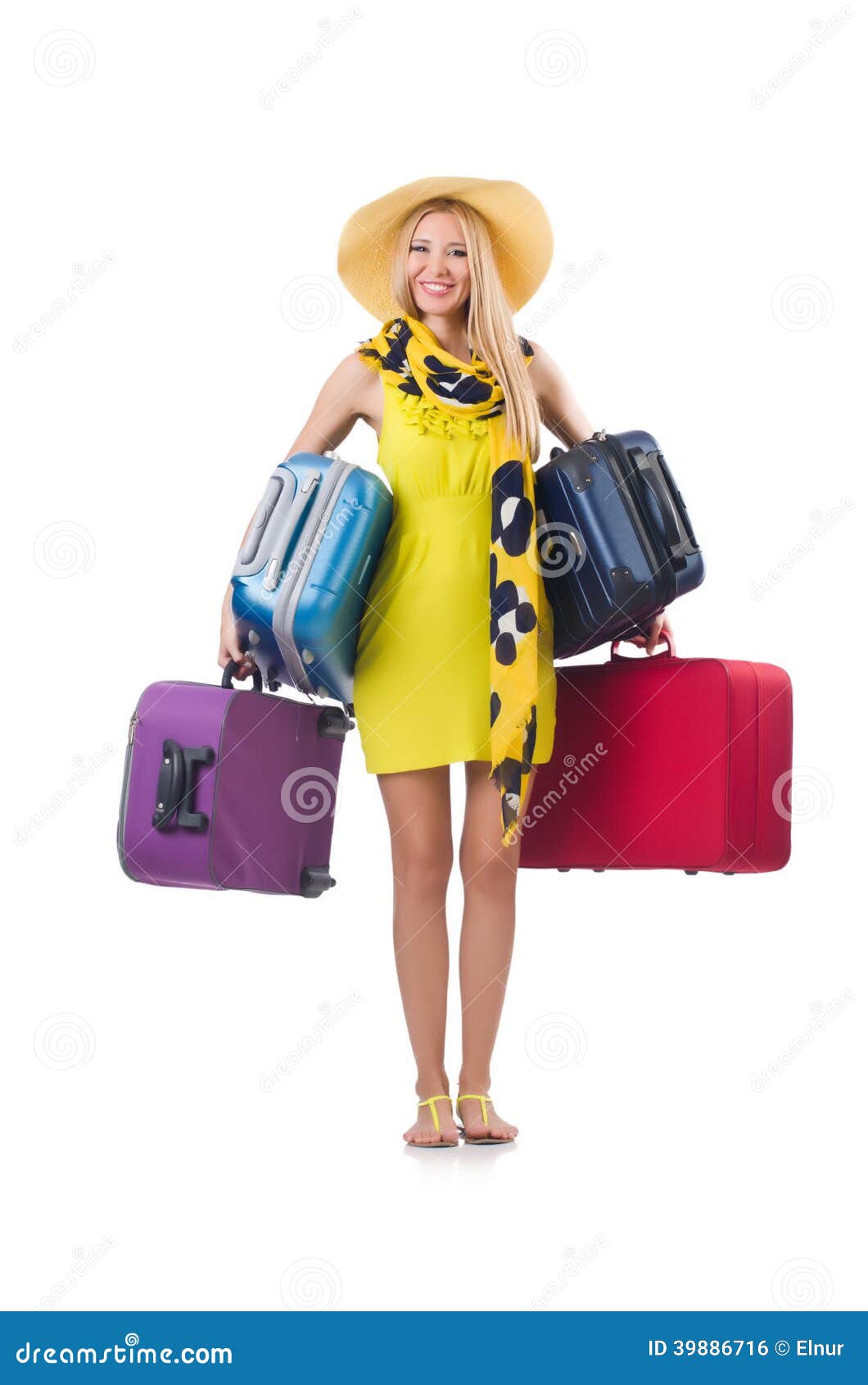 Donna con le valigie fotografia stock. Immagine di sacchetto - 39886716