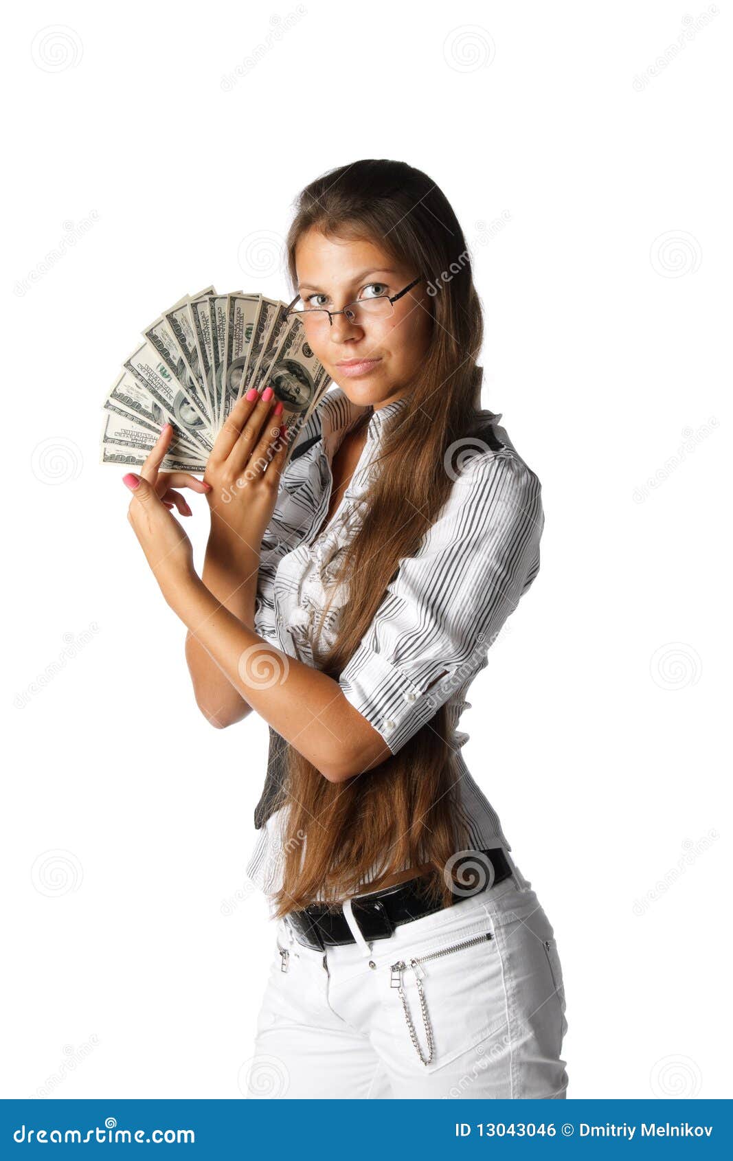 Donna con soldi fotografia stock. Immagine di attraente - 13043046