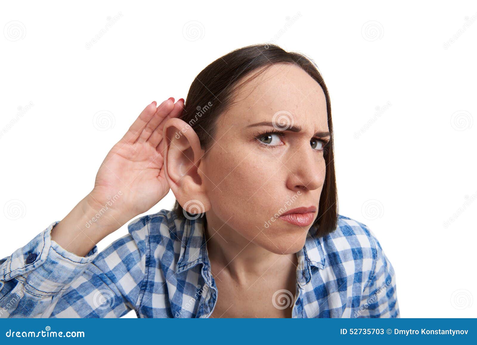 Donna Con Un Grande Ascolto Dell'orecchio Immagine Stock - Immagine di ...