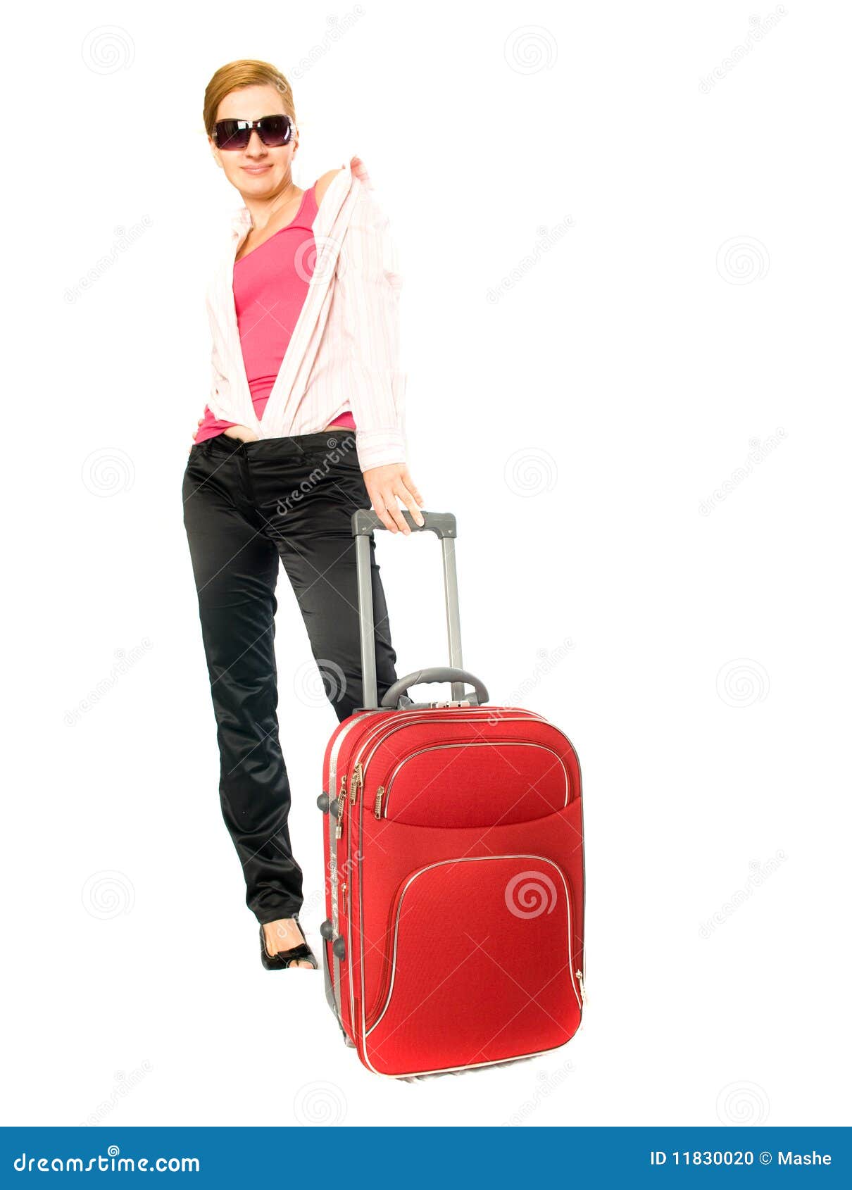 Donna con una valigia. fotografia stock. Immagine di porta - 11830020