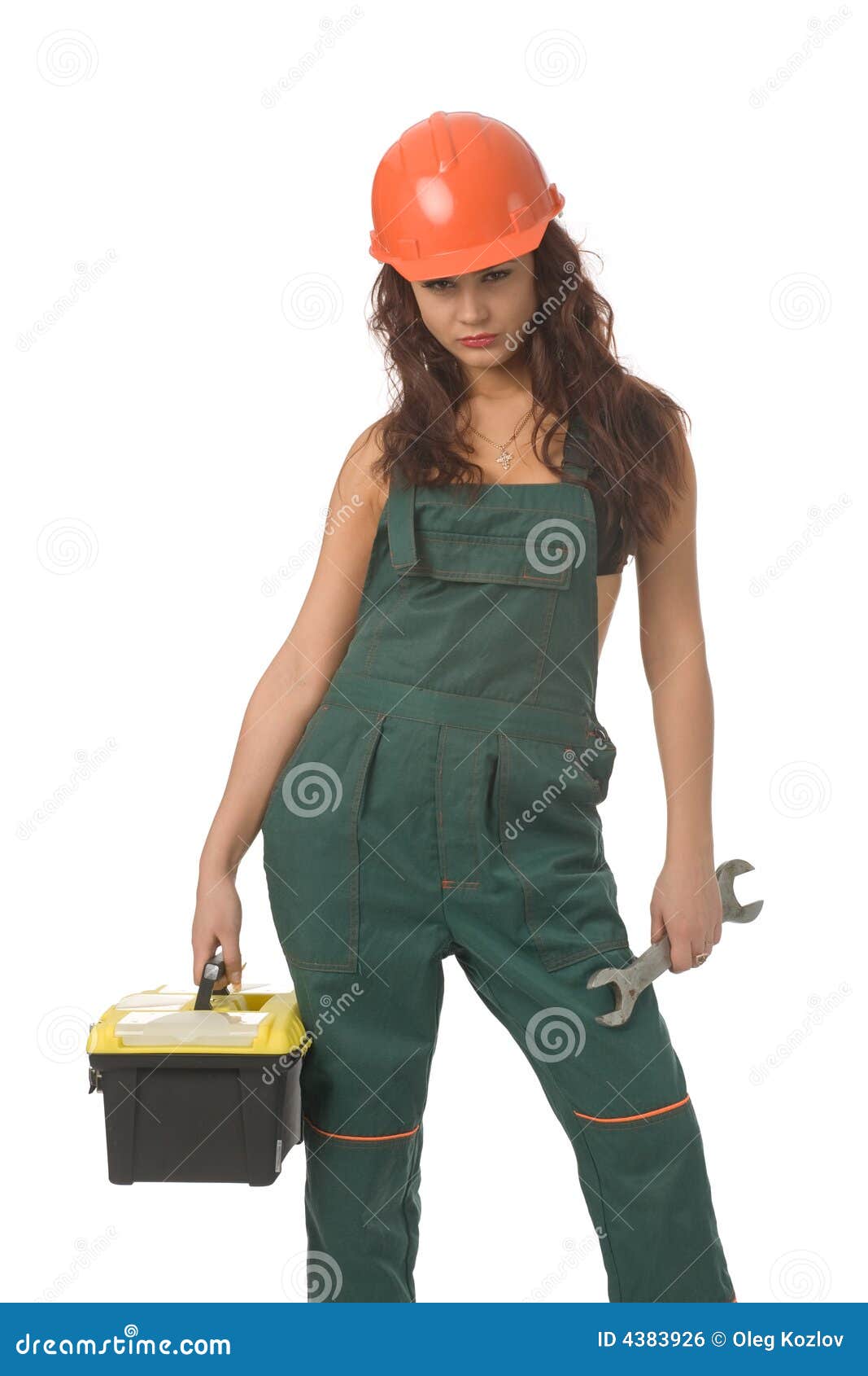 Donna dell'operaio fotografia stock. Immagine di costruzione - 4383926