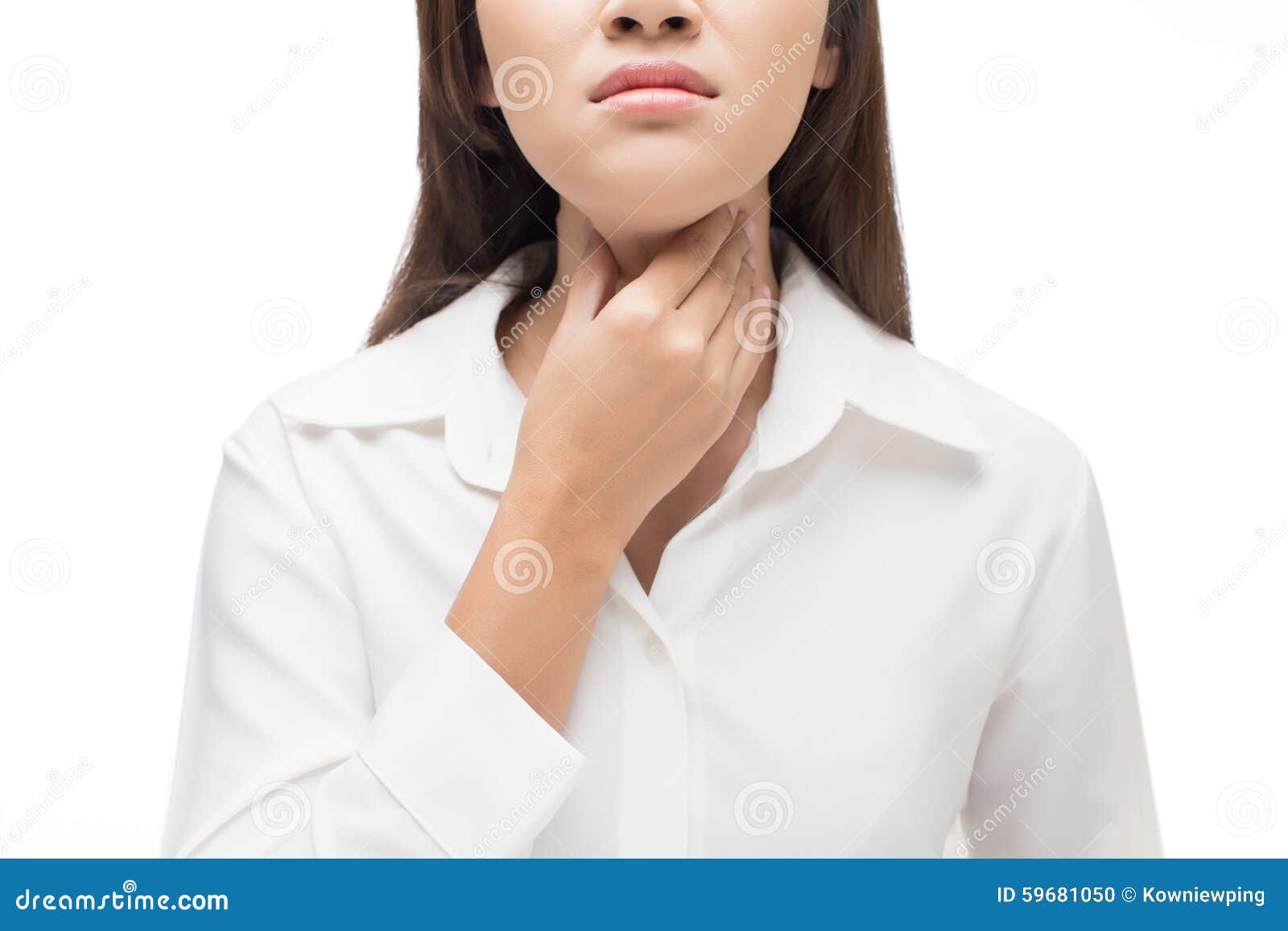 Donna della gola irritata fotografia stock. Immagine di ferita - 59681050