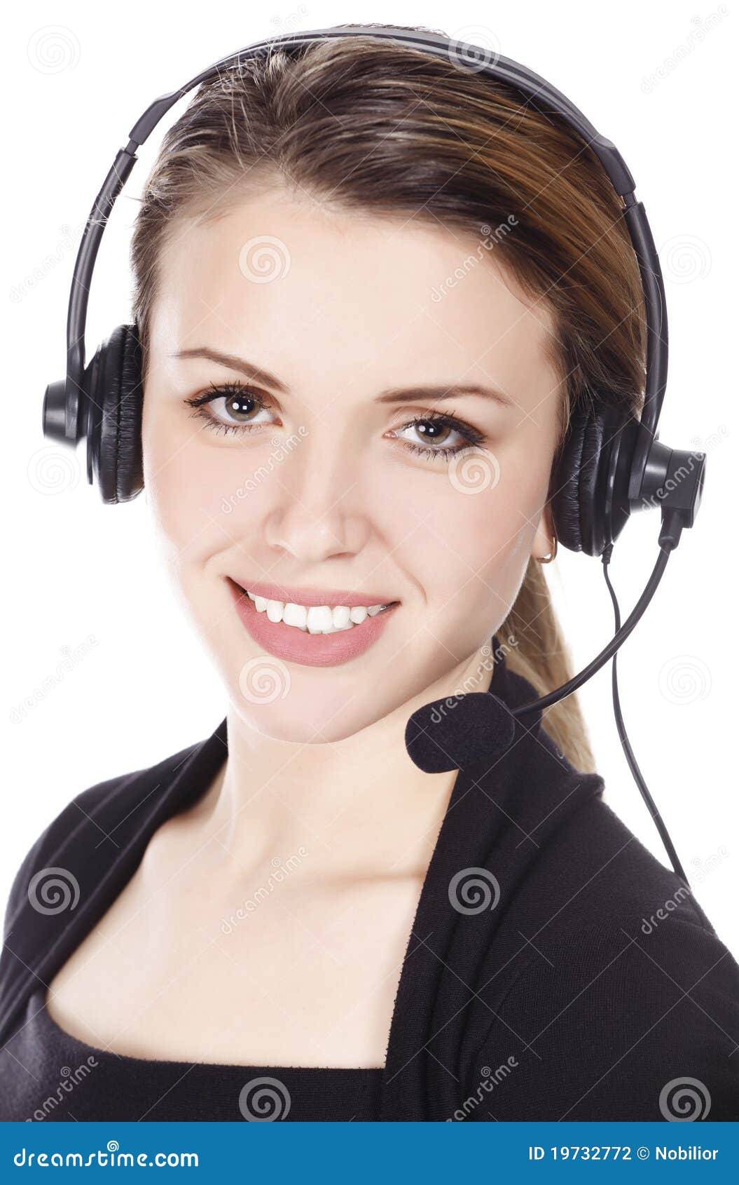 Donna Di Affari Con La Cuffia Avricolare Fotografia Stock - Immagine di ...