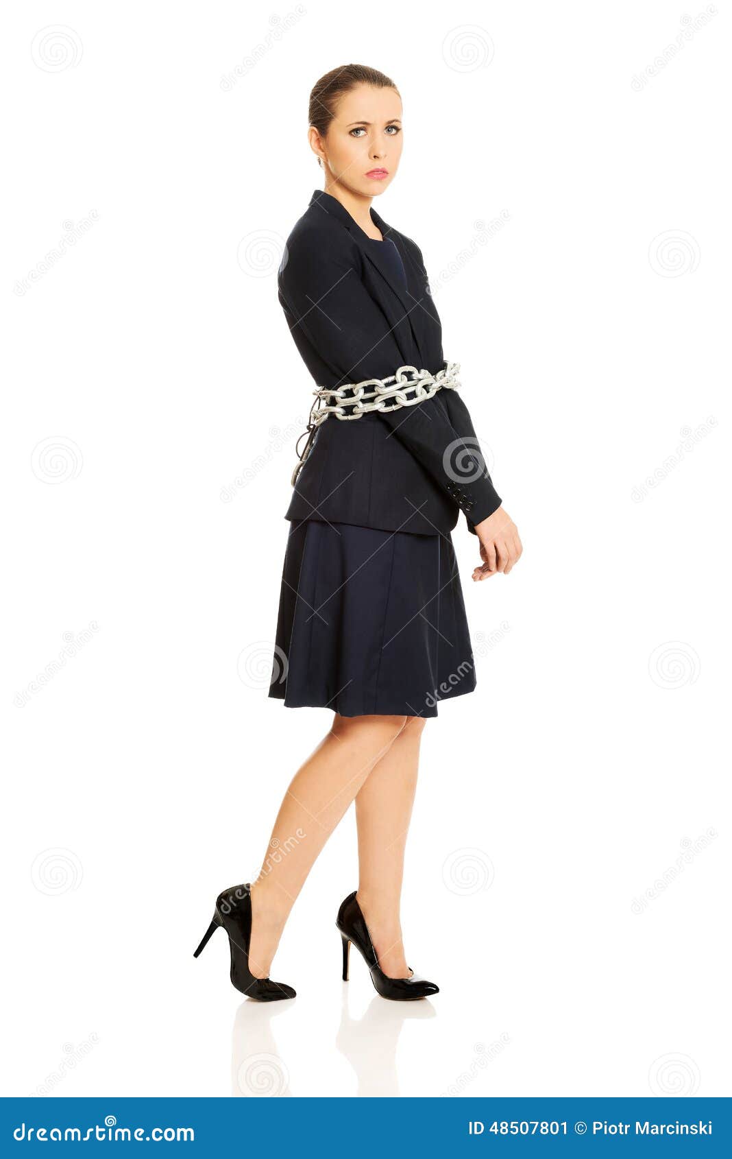 Donna Di Affari Legata Con La Catena Immagine Stock - Immagine di ...