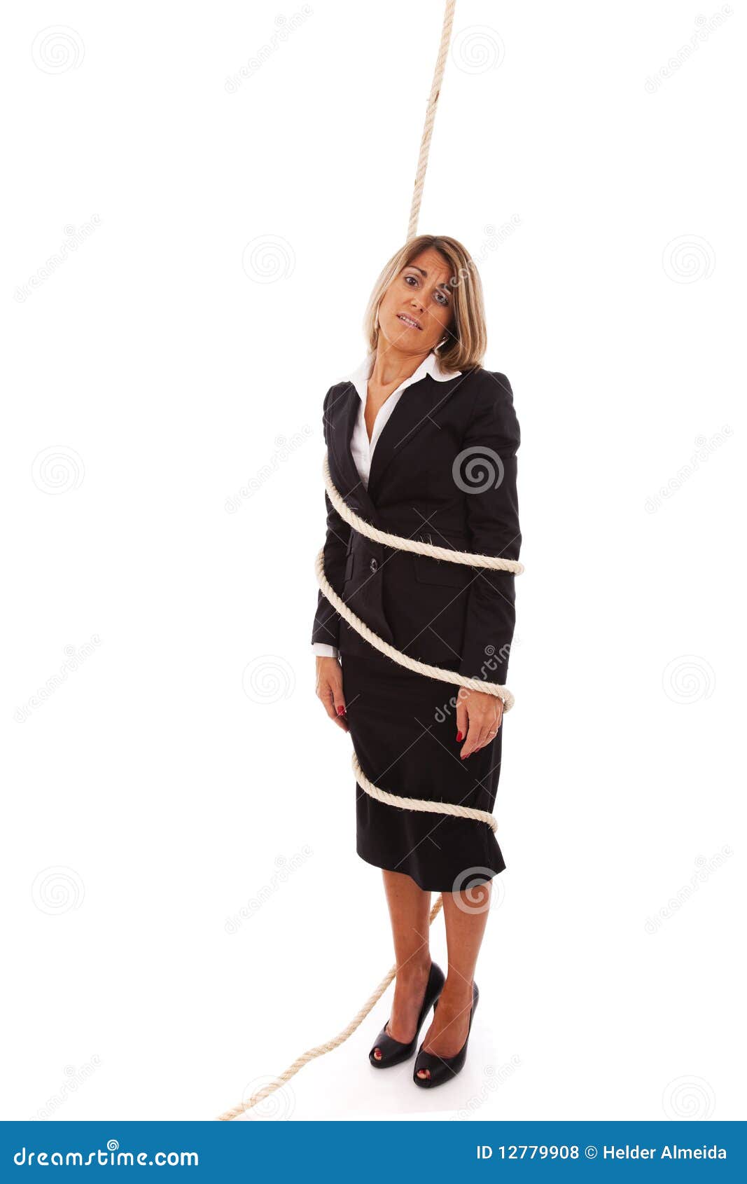 Donna Di Affari Legata Con Una Corda Fotografia Stock - Immagine di ...