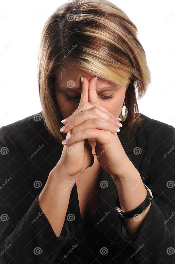 Donna Di Affari Sollecitata Immagine Stock - Immagine di mani ...