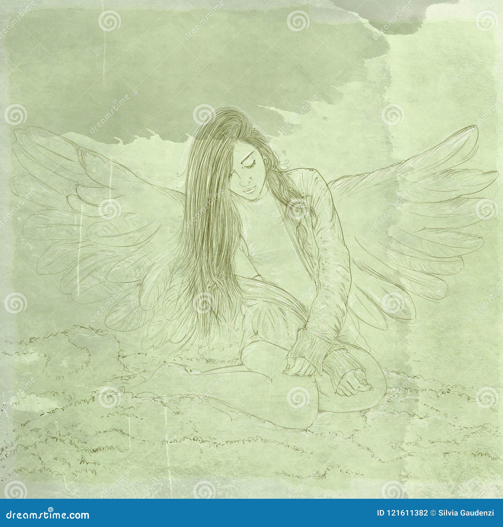 Donna di angelo illustrazione di stock. Illustrazione di base - 121611382
