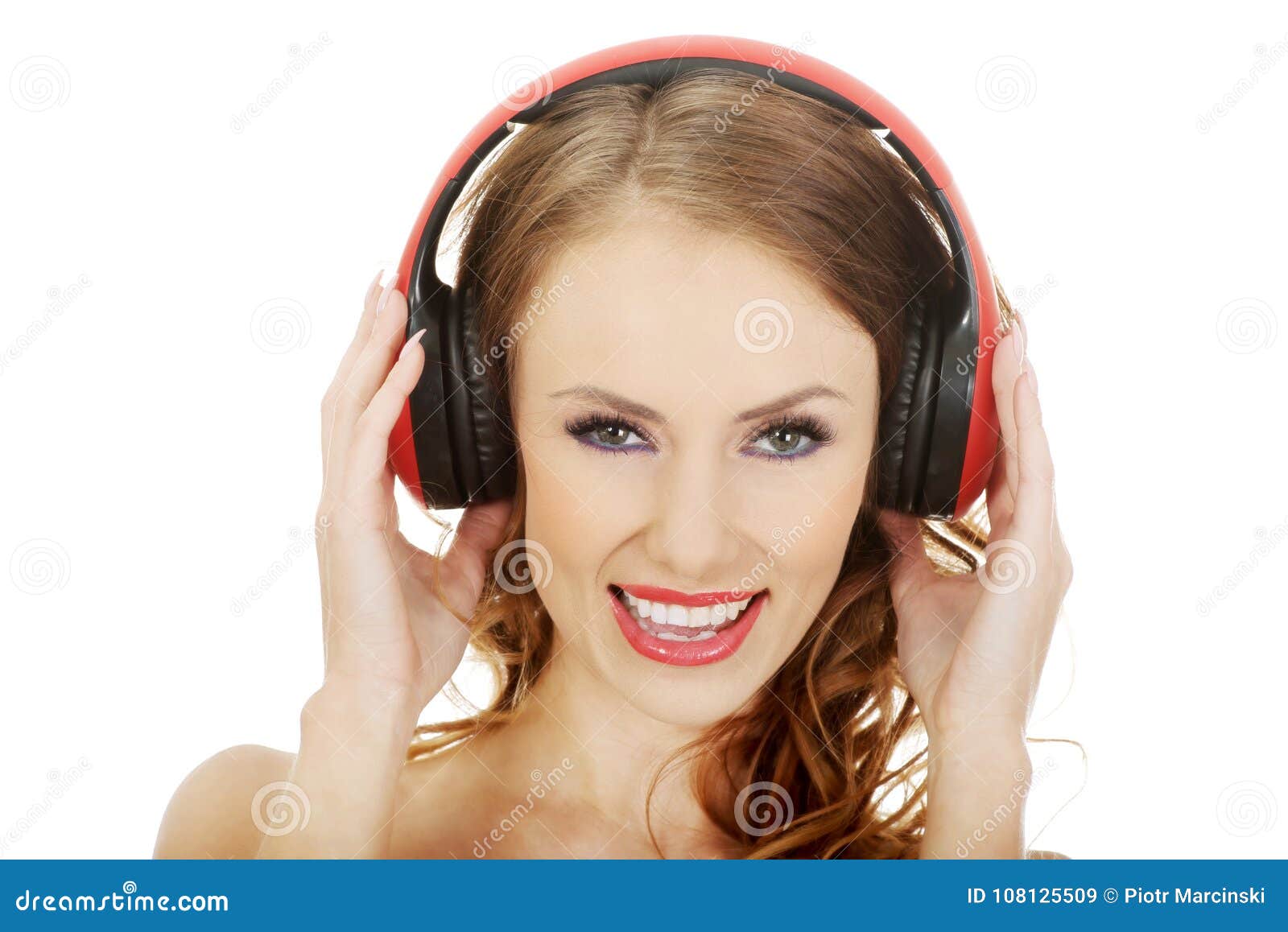 Donna Di Bellezza Con Le Cuffie Immagine Stock - Immagine di isolato ...