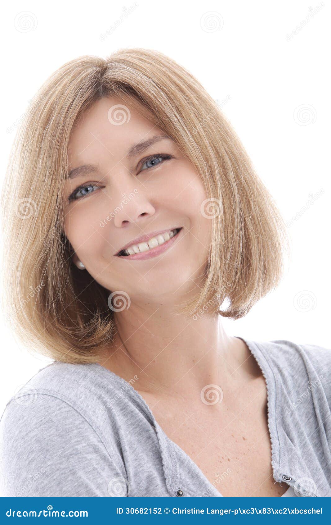 Donna di mezza età felice fotografia stock. Immagine di felice - 30682152