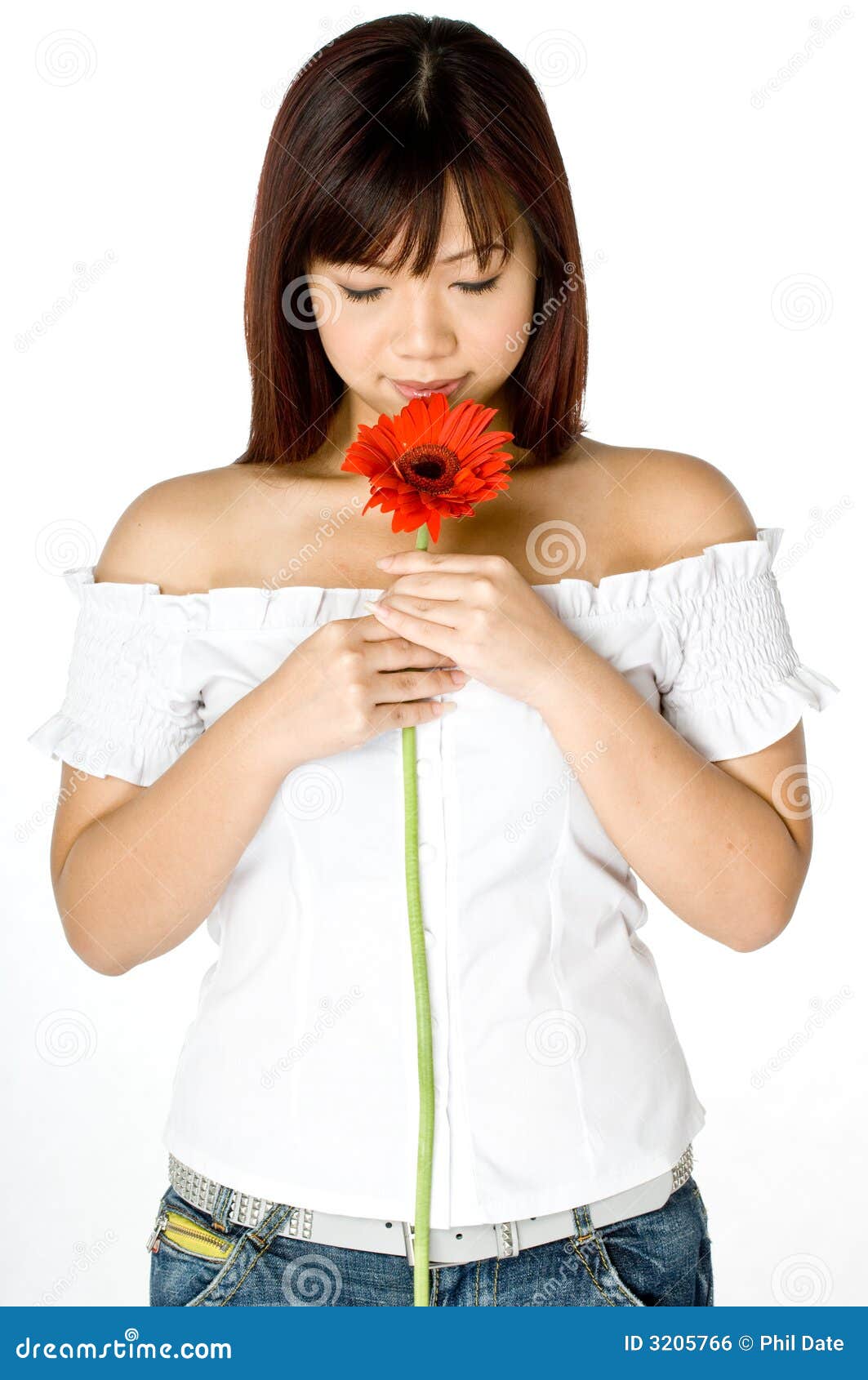 Donna e fiore fotografia stock. Immagine di adulto, fiori - 3205766