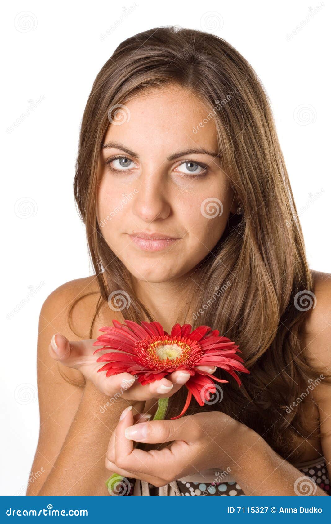 Donna e fiore immagine stock. Immagine di modello, persona - 7115327