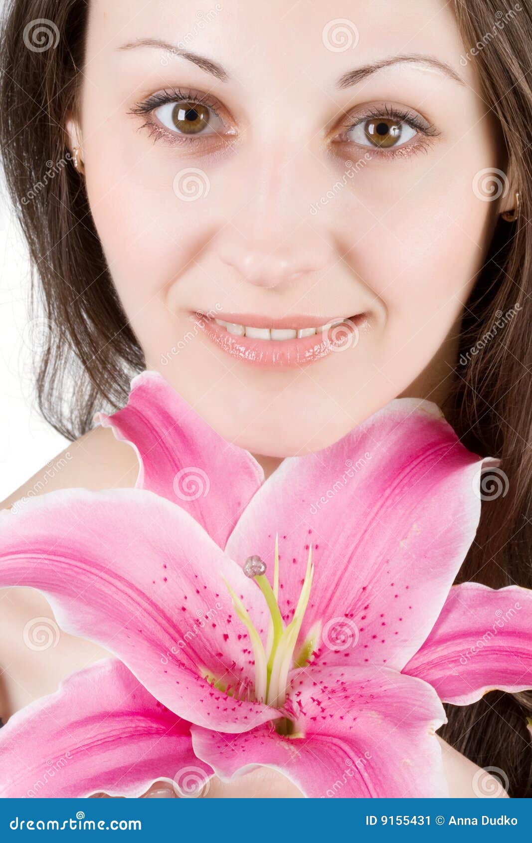 Donna e fiore immagine stock. Immagine di terme, testa - 9155431