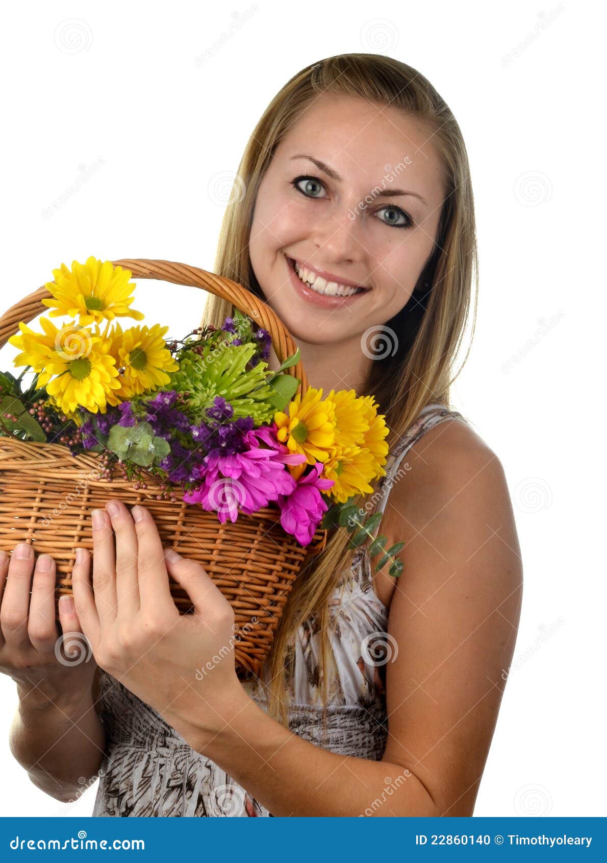 Donna e fiore fresco fotografia stock. Immagine di fiori - 22860140
