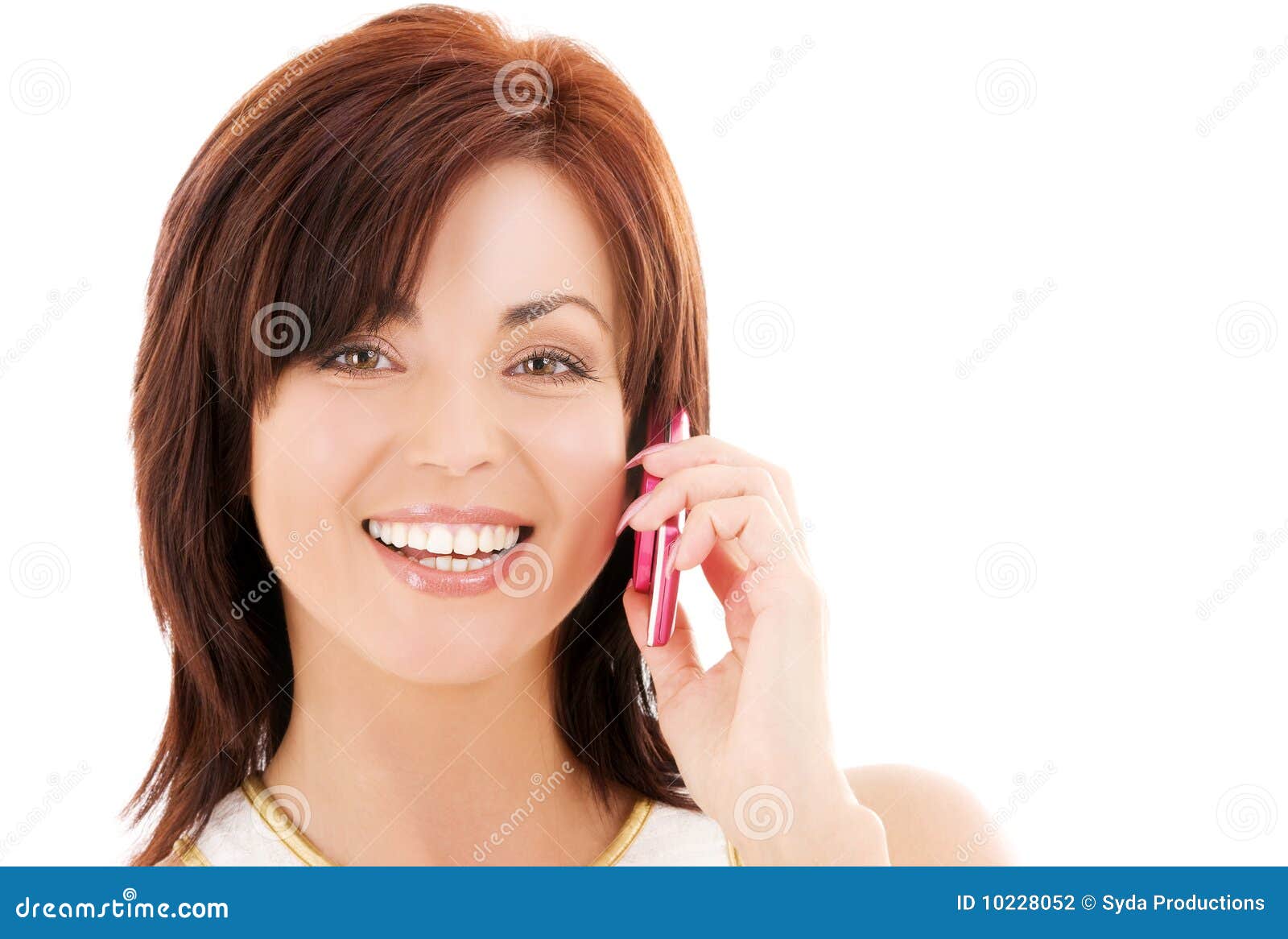 Donna Felice Con Il Telefono Delle Cellule Fotografia Stock - Immagine ...