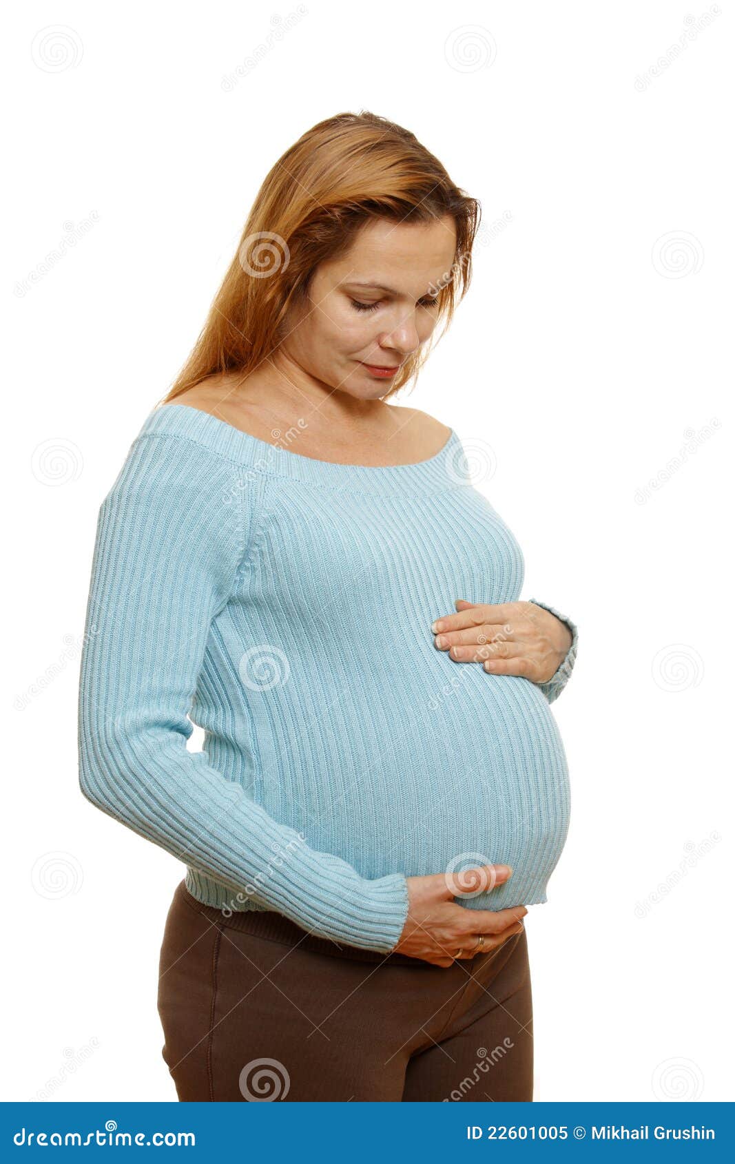 Donna Incinta. Isolato Su Bianco. Immagine Stock - Immagine di ...