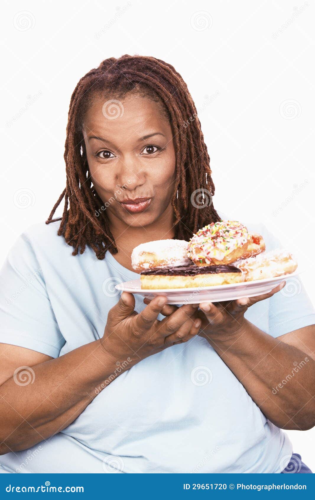 Donna Obesa Con Il Piatto Dell'alimento Fotografia Stock - Immagine di ...