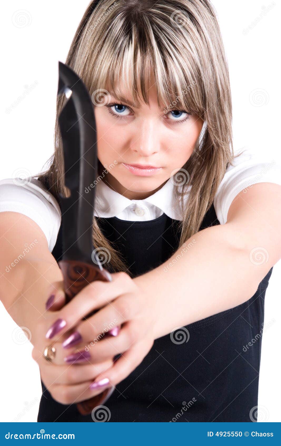 Donna Pericolosa Con La Lama Fotografia Stock - Immagine di isolato ...