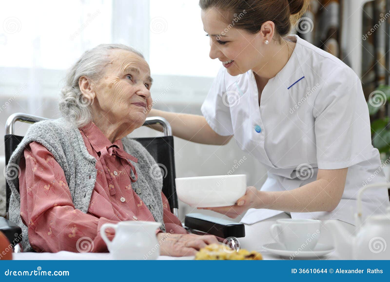 Donna Senior Con Il Badante Domestico Fotografia Stock - Immagine di ...