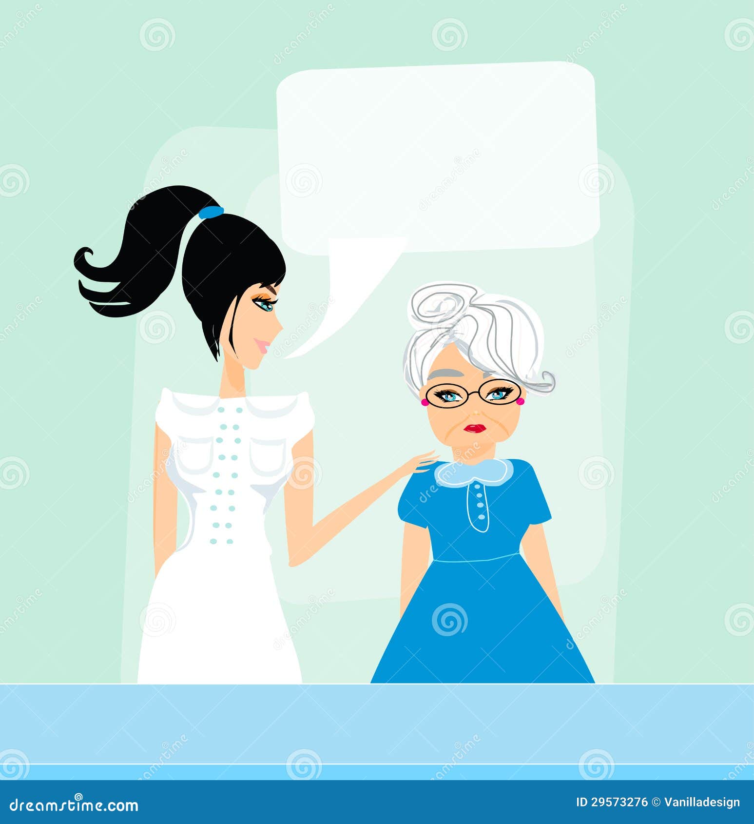 Donna Senior Con Il Suo Badante Illustrazione Vettoriale ...