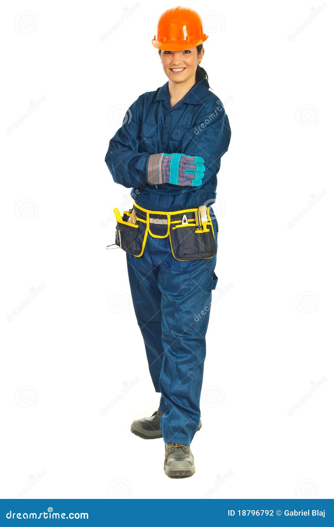 Donna Sorridente Dell'operaio Del Costruttore Fotografia Stock ...