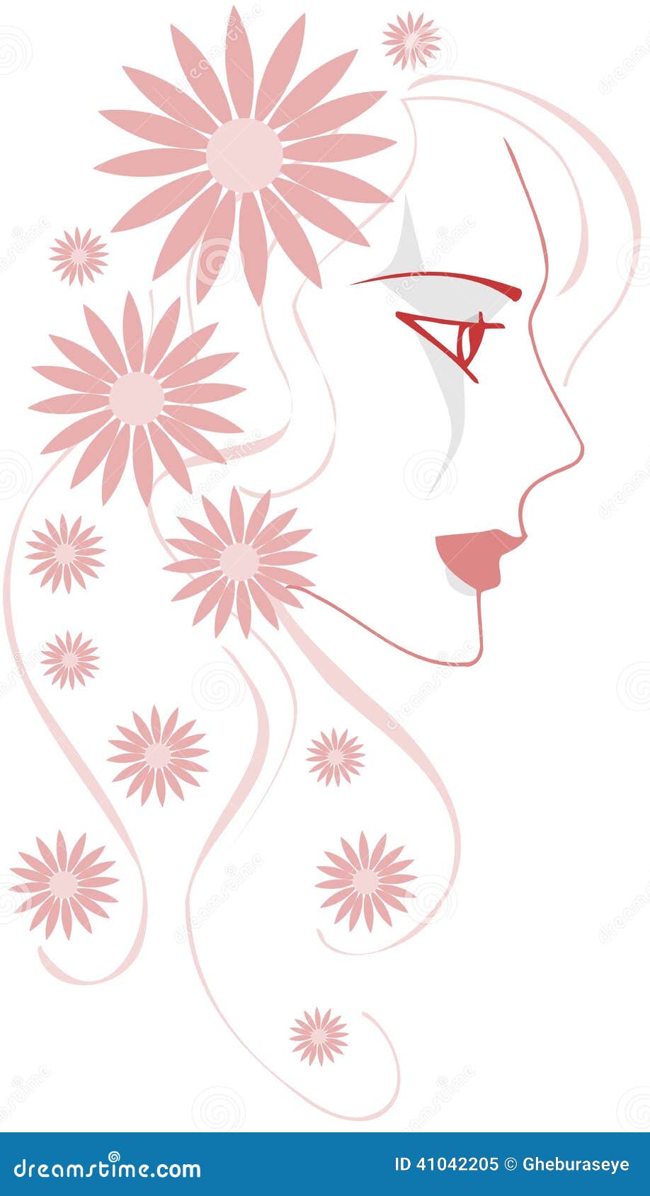 Donna Stilizzata Con Il Fiore in Capelli Illustrazione di Stock ...