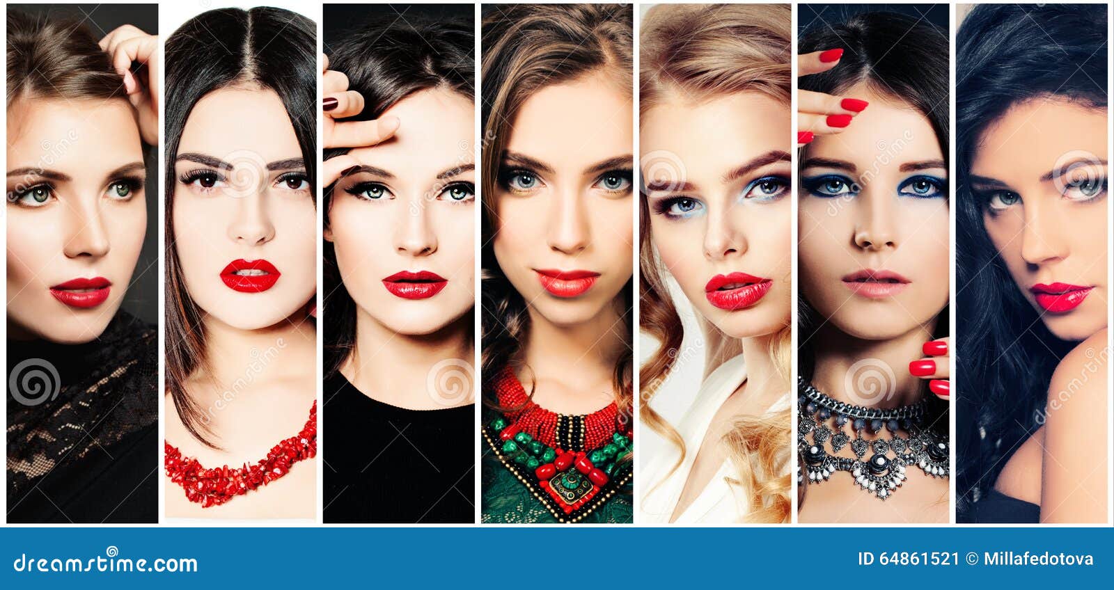 Donne Collage Di Bellezza Fronti Di Modo Immagine Stock - Immagine di ...