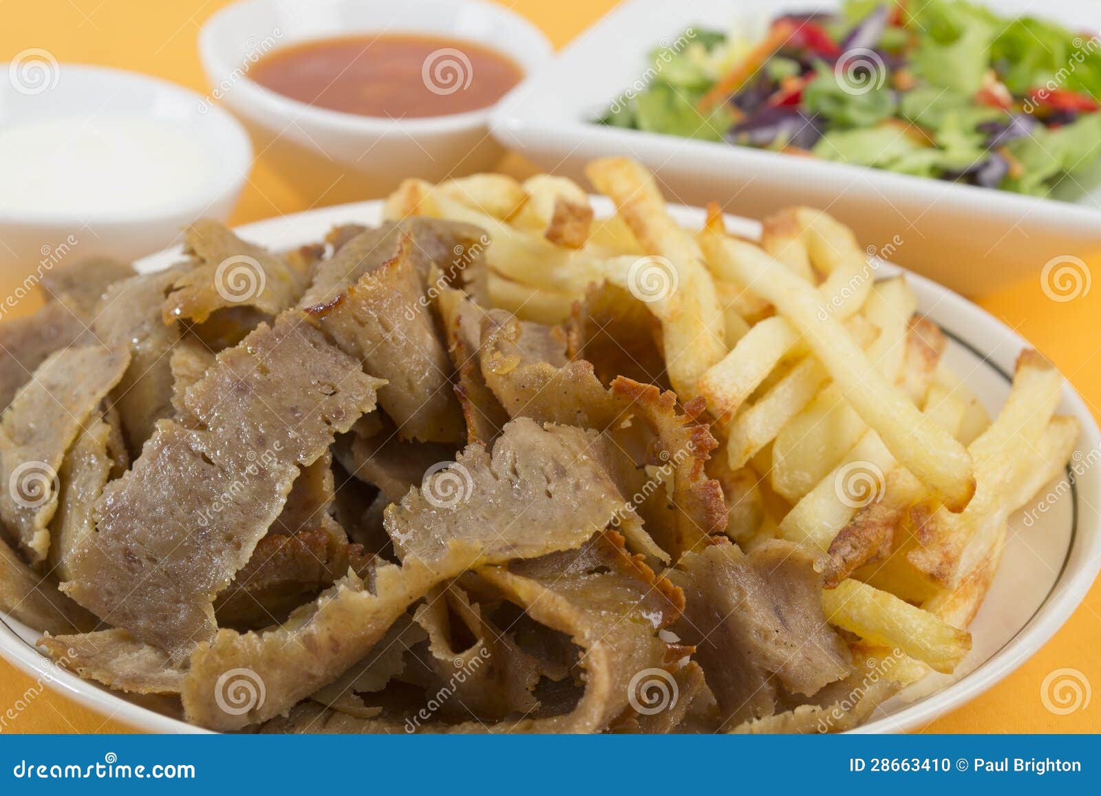 Donner Meat & Chips stock photo. Image of grilled - 28663410