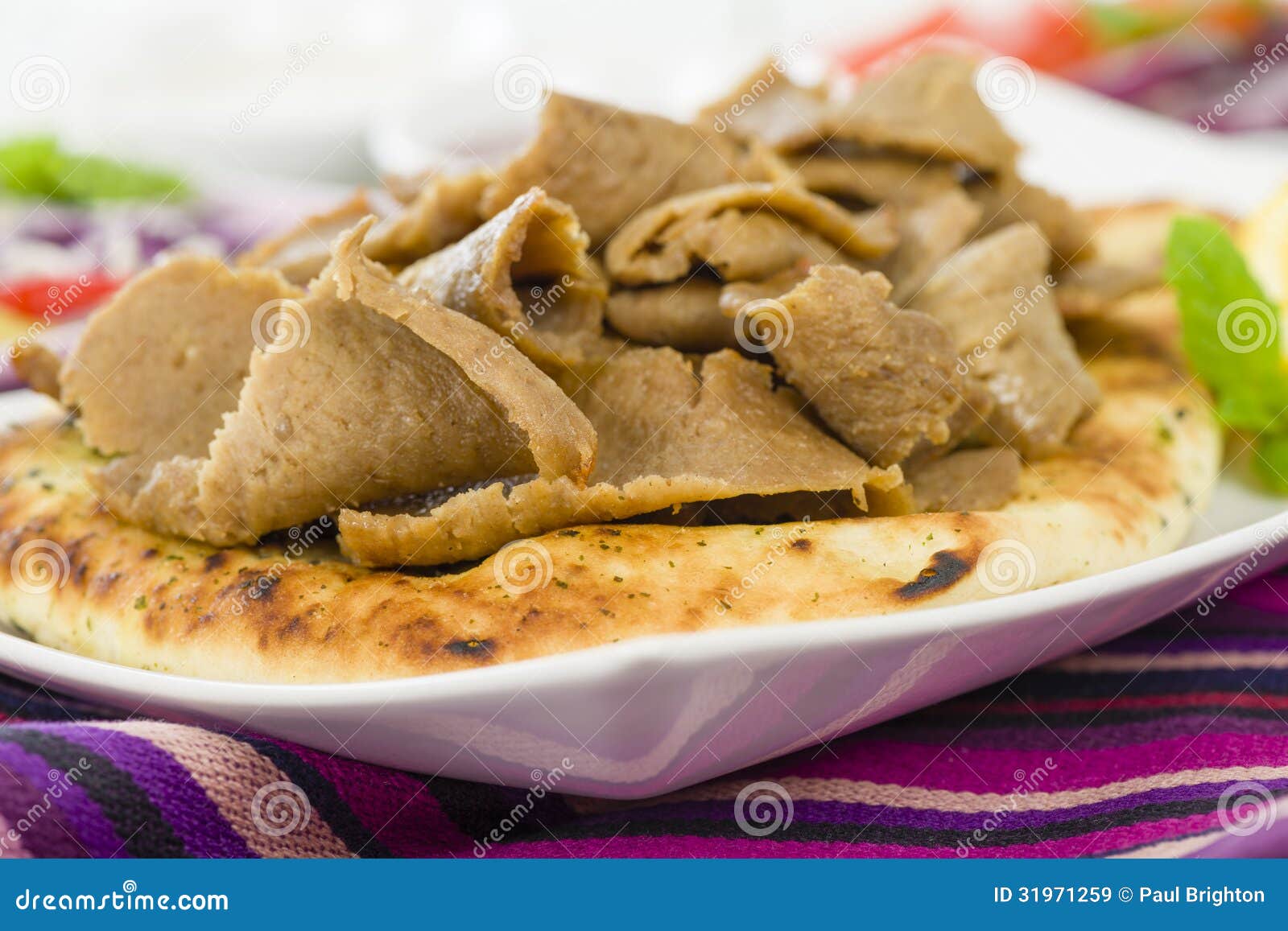 Donner Meat on Naan stock image. Image of chili, salad - 31971259