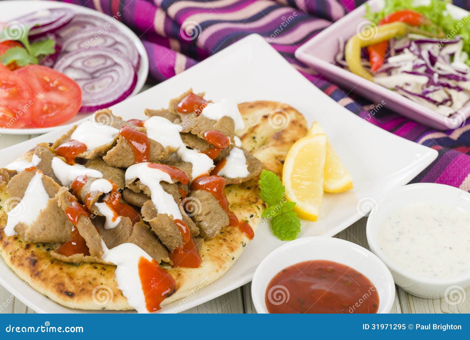 Donner Meat on Naan stock image. Image of kebab, grilled - 31971295