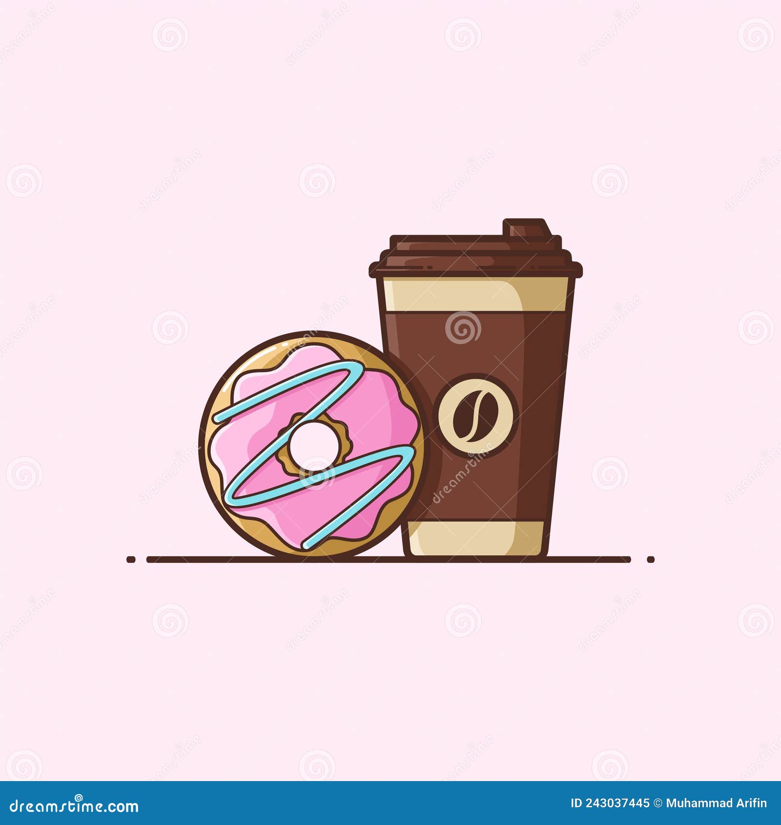 Sweets Donuts and Coffee Cup - Breakfast - Vector Cartoon Illustration ...