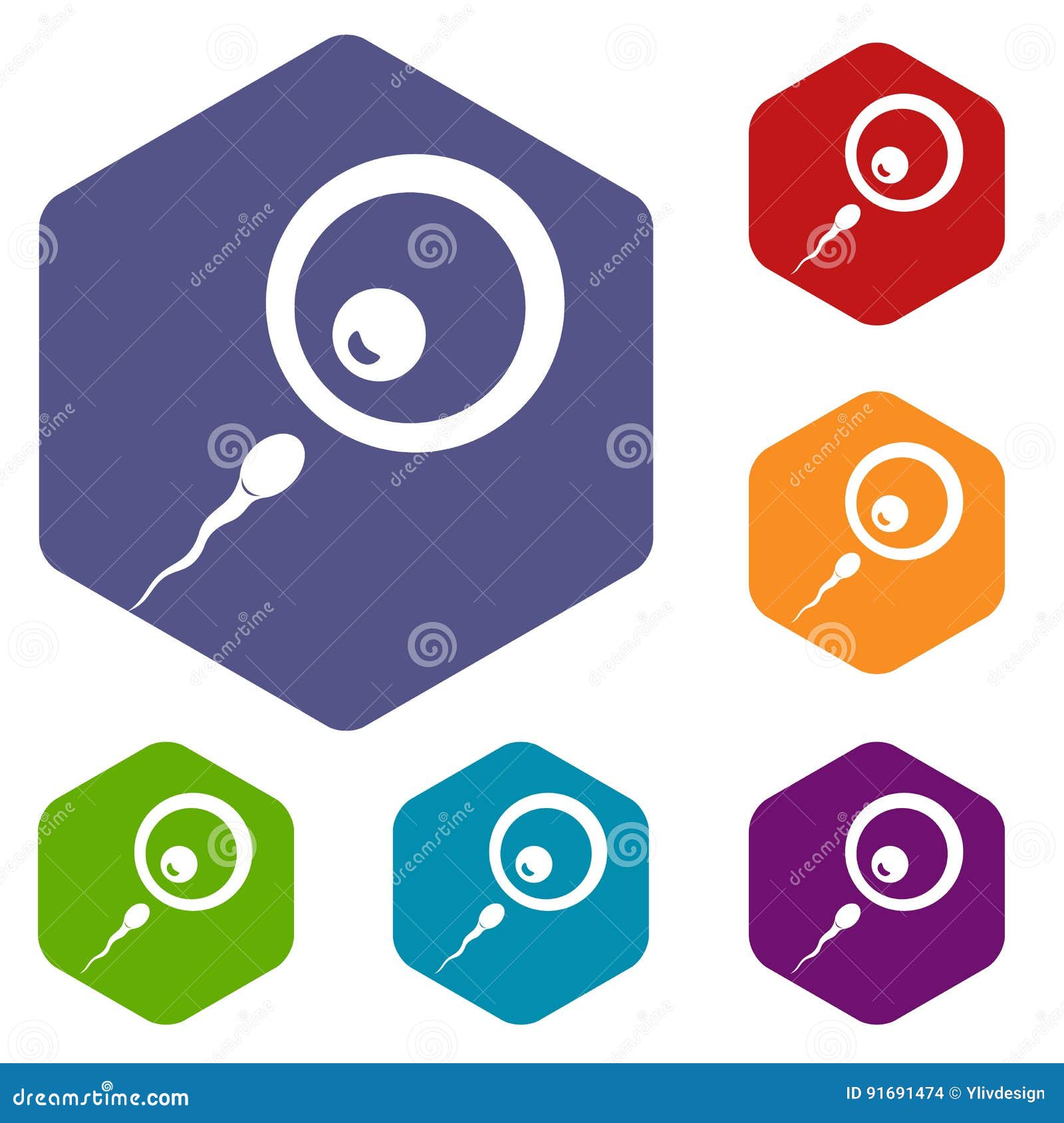 Donor Sperm Icons Set Hexagon Stock Vector - Illustration of experiment ...