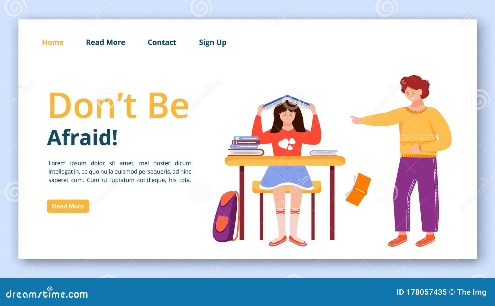 Dont Be Afraid Landing Page Vector Template Stock Vector - Illustration ...