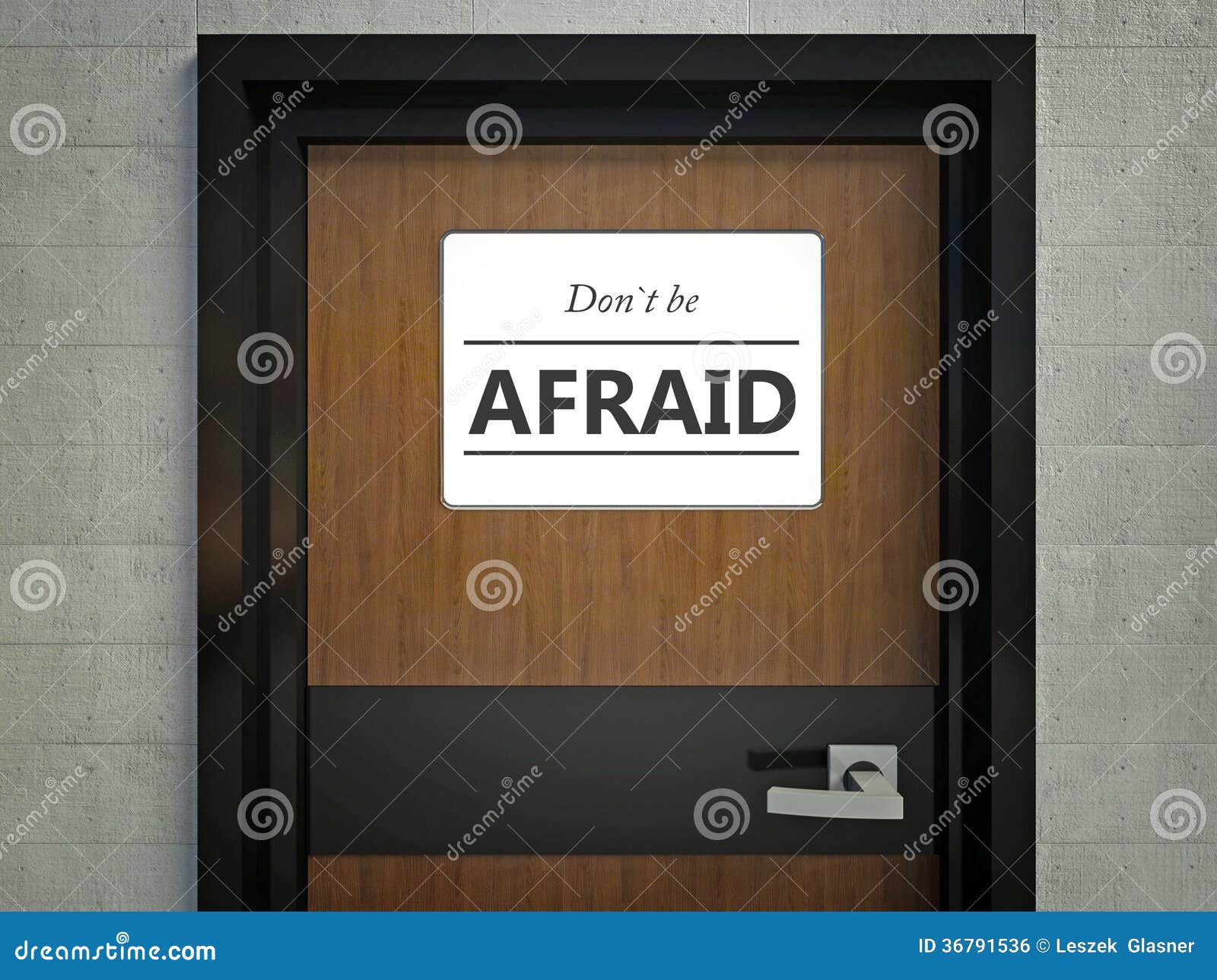 Dont Be Afraid Sign Hanging on a Office Door Stock Illustration ...