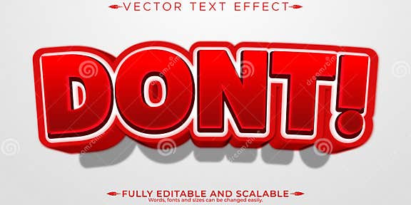 Dont Bold Text Effect, Editable Modern Lettering Typography Font Style Stock Vector ...
