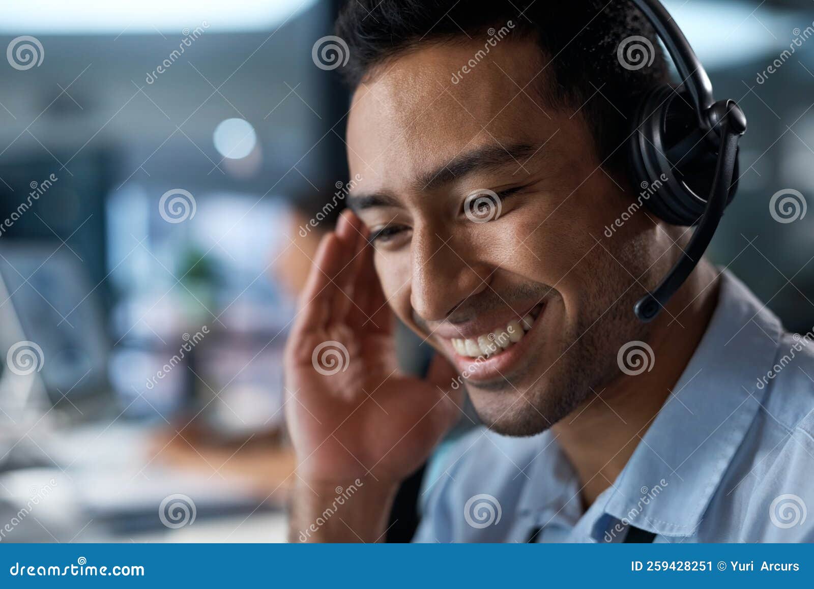 Dont Just Say it, Speak it into Existence. a Young Man Using a Headset ...