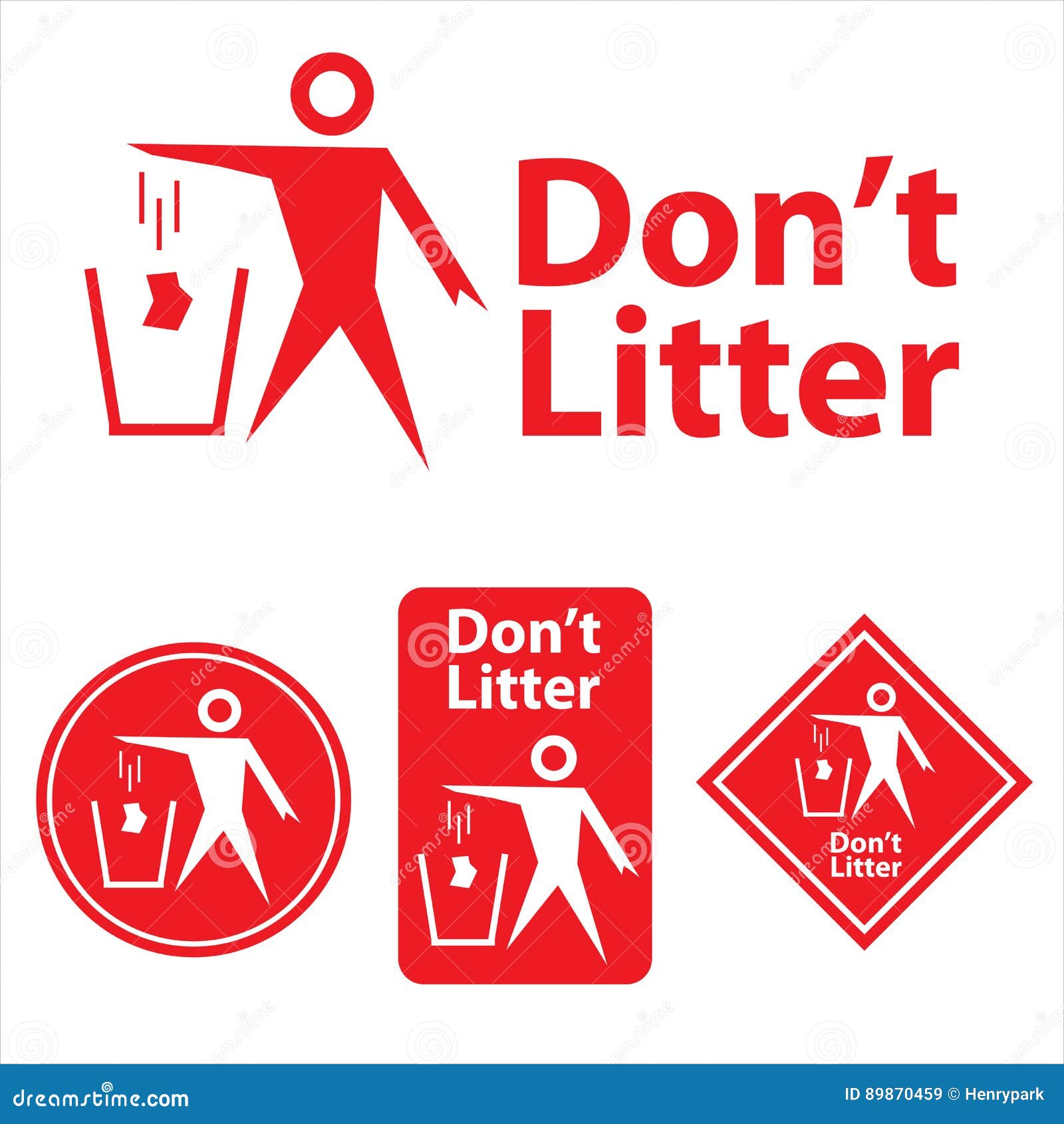 Dont litter sign stock vector. Illustration of cardboard - 89870459