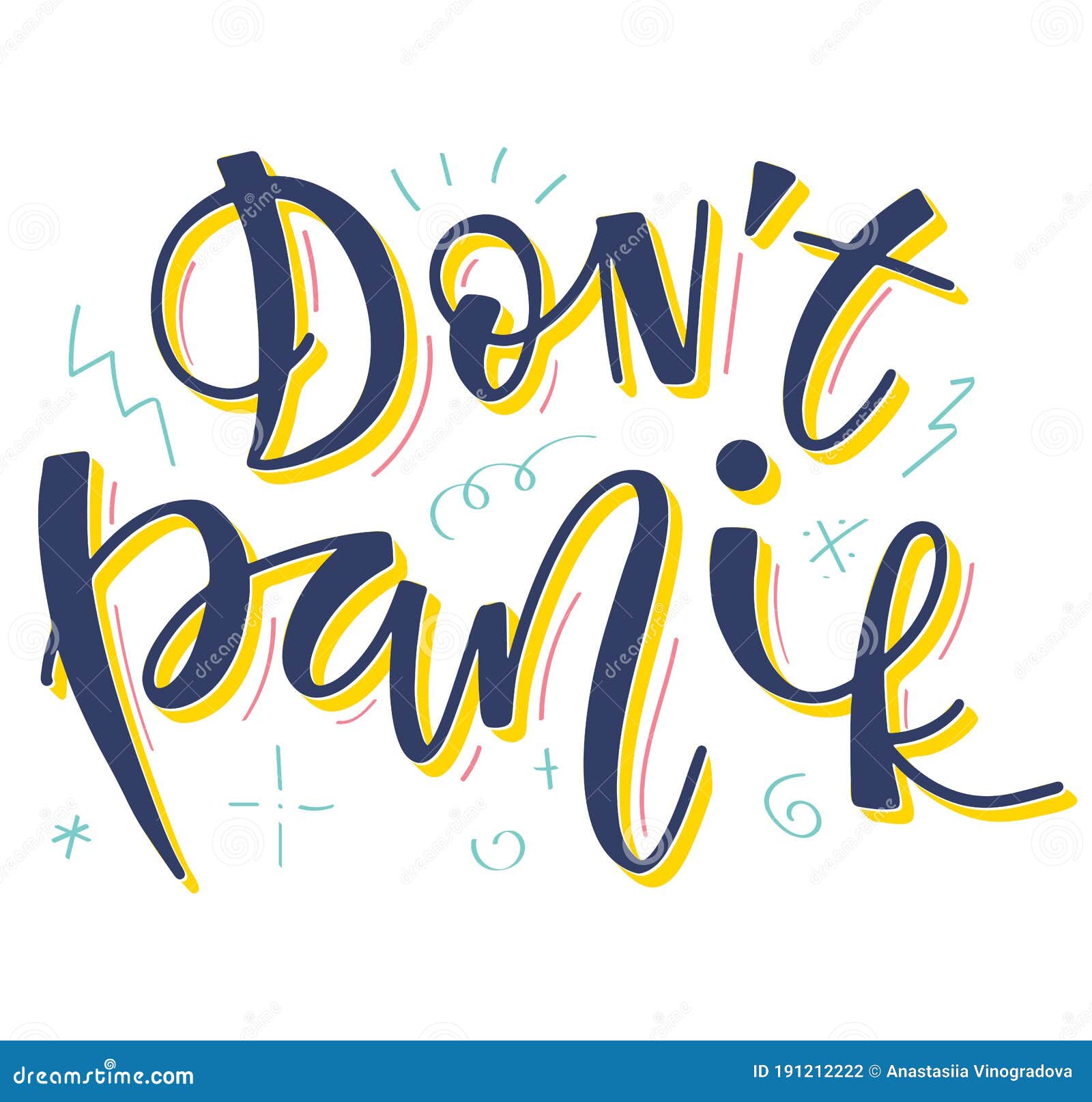 Dont Panic, Colored Calligraphy. Vector Illustration with Multicolored ...