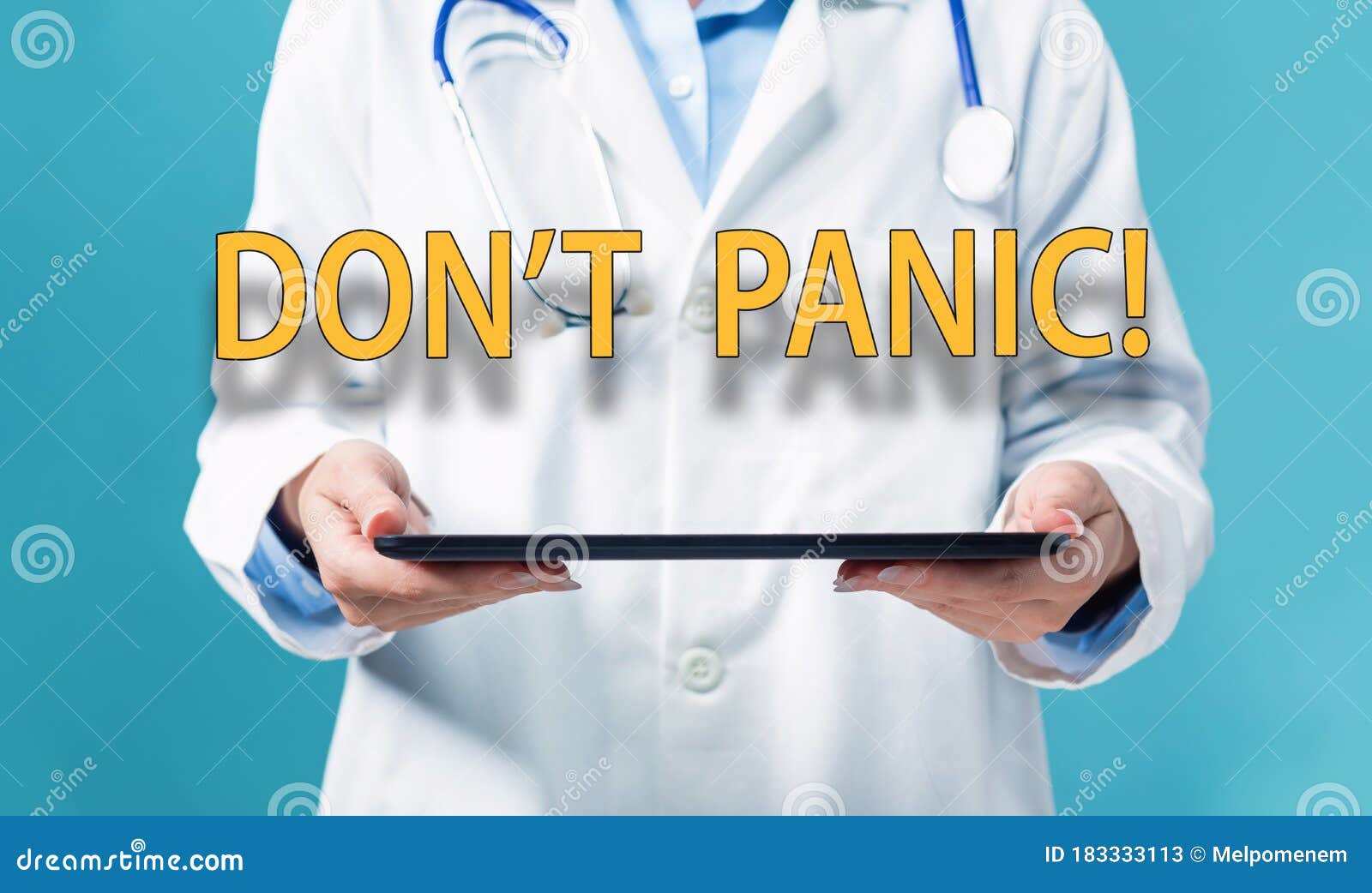 Dont Panic Theme With A Medical Waiting Room Background Stock ...